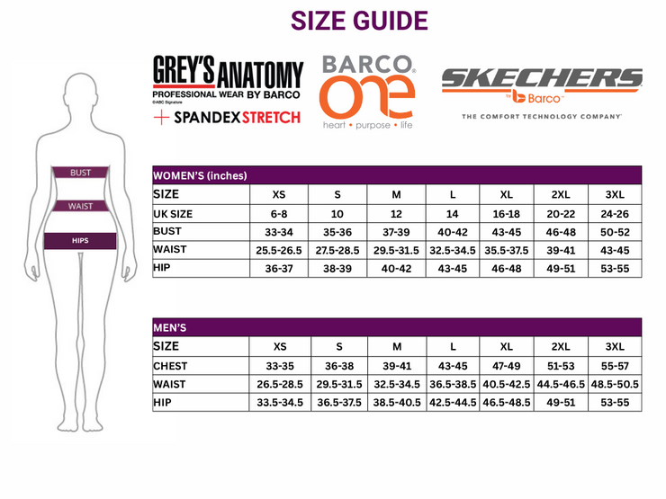Size Chart Grey's Anatomy